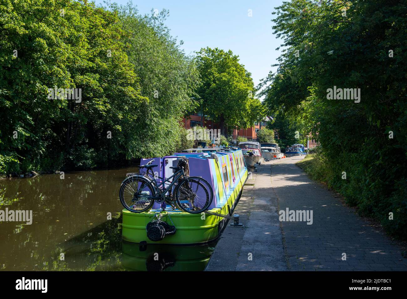 A colourful boat on the Nottingham and Beeston Canal, Nottinghamshire ...