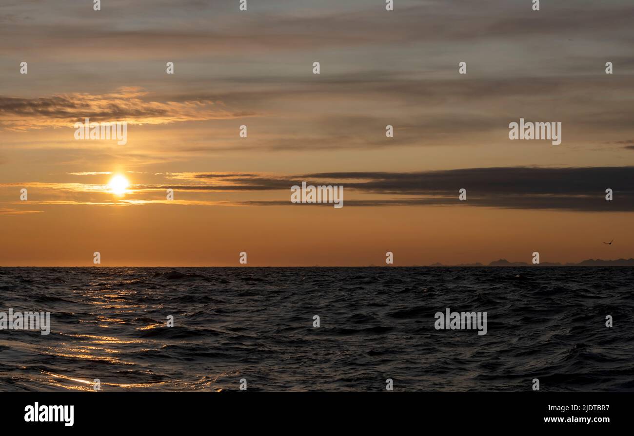 Leaving Svalbard under the midnight sun Stock Photo - Alamy