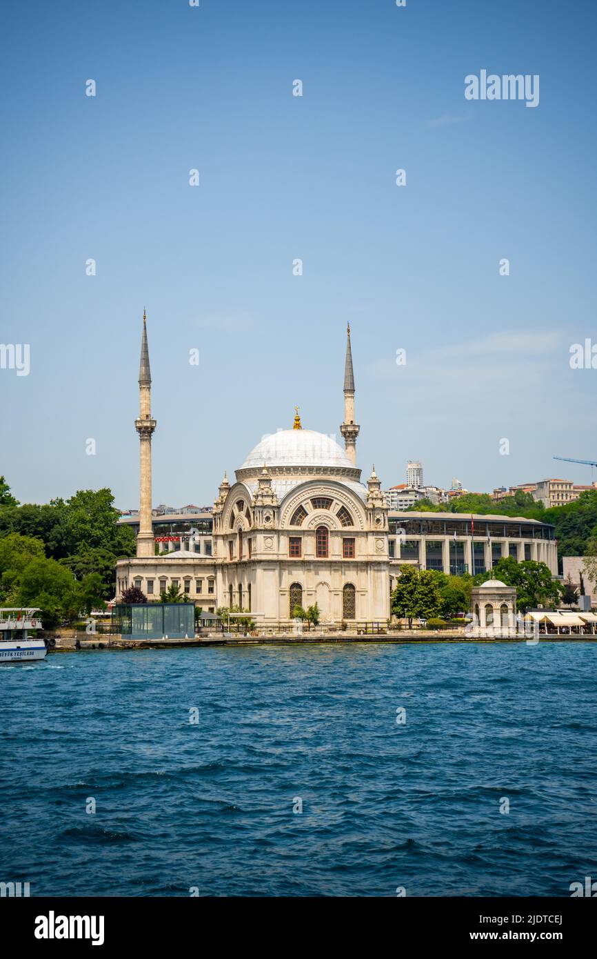 The Dolmabahce mosque view from the Bosphorus - Istanbul, Turkey Stock ...