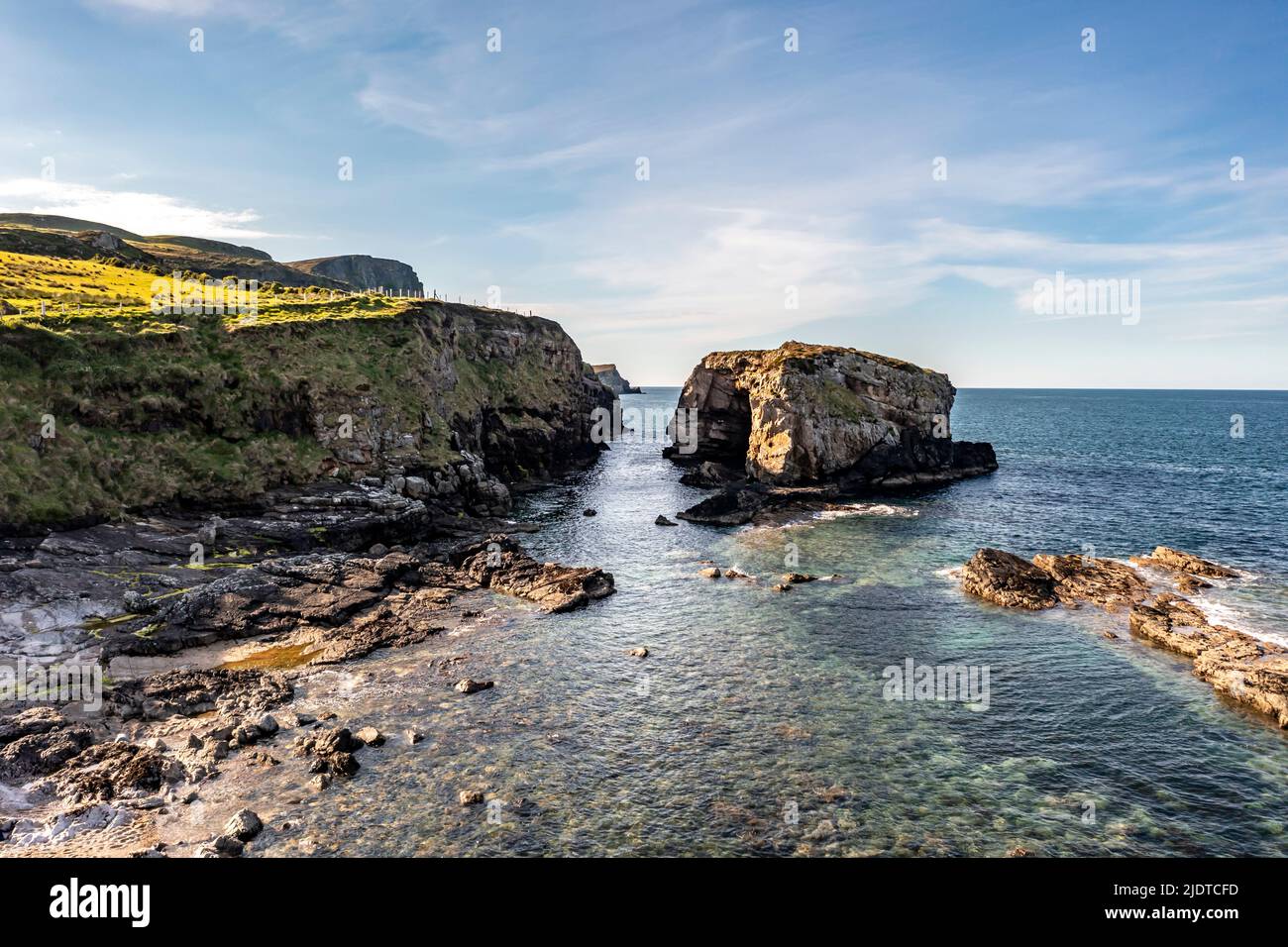 Aerial view of the Great Pollet Sea Arch, Fanad Peninsula, County Donegal, Ireland Stock Photo ...
