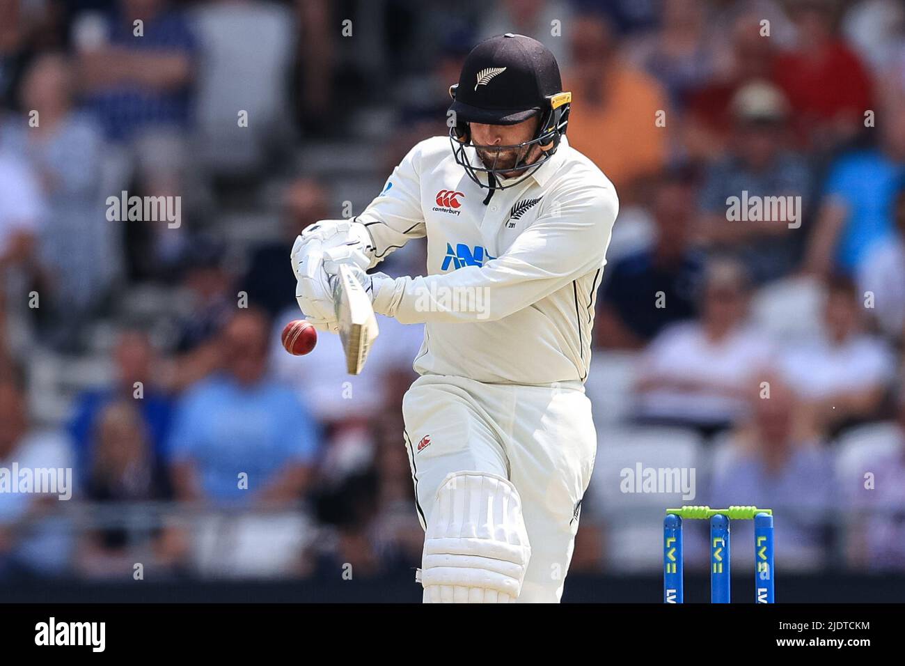 Leeds, UK. 23rd June, 2022. Devon Conway of New Zealand in action ...
