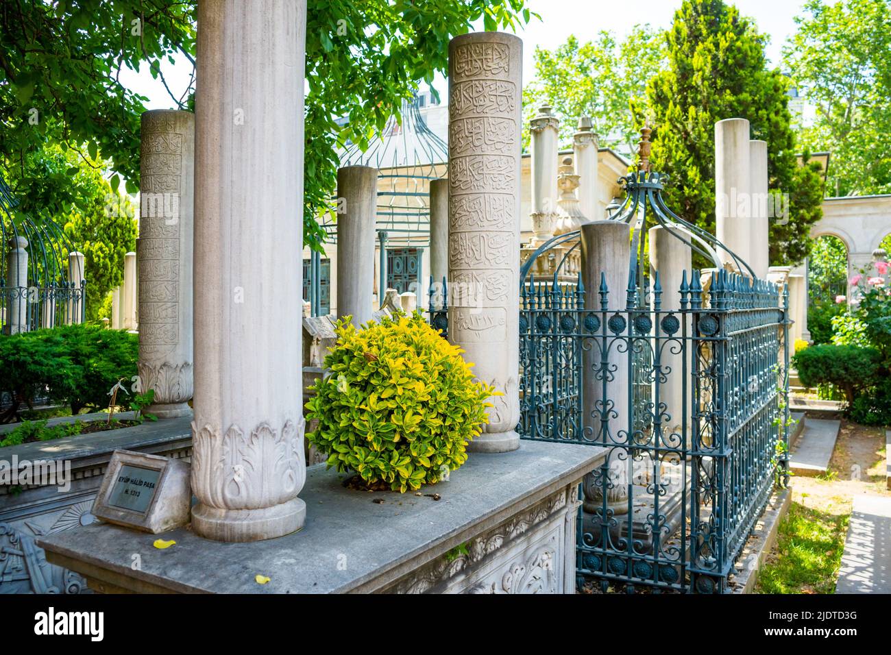 Istanbul, Turkey - May 29, 2022: Old cemetery with marble tombs and ...