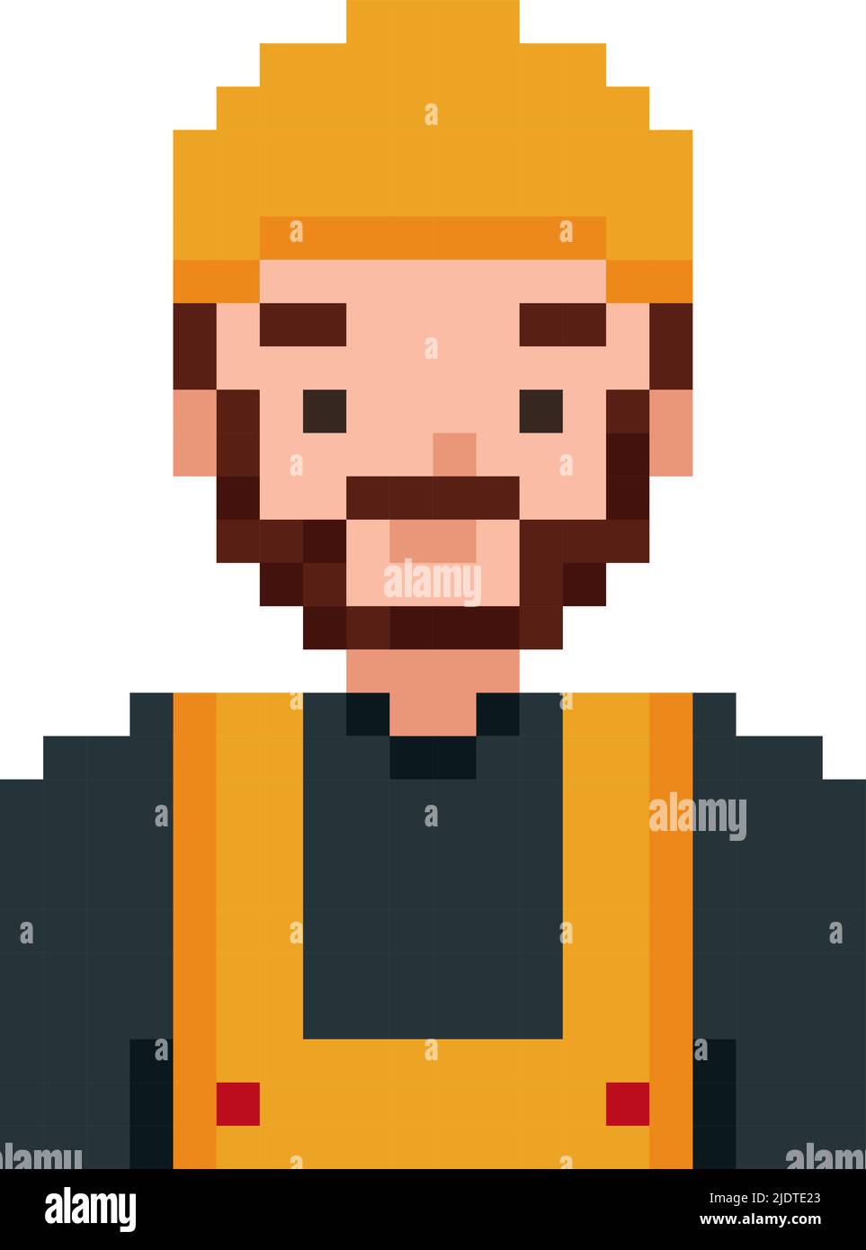 Professional worker in uniform and cap or safety helmet. Pixel art ...