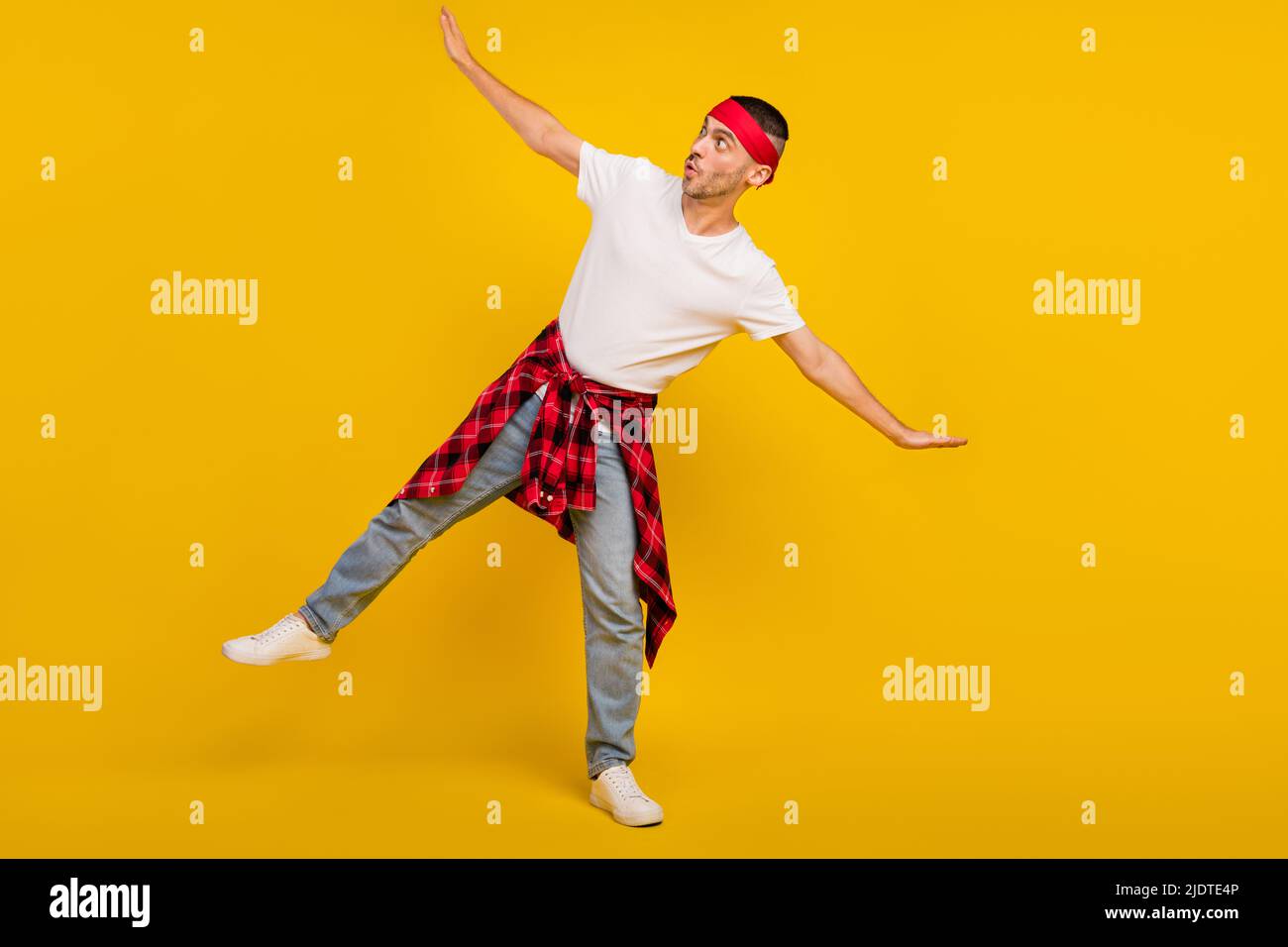 Photo portrait man looking copyspace playful childish isolated vibrant ...