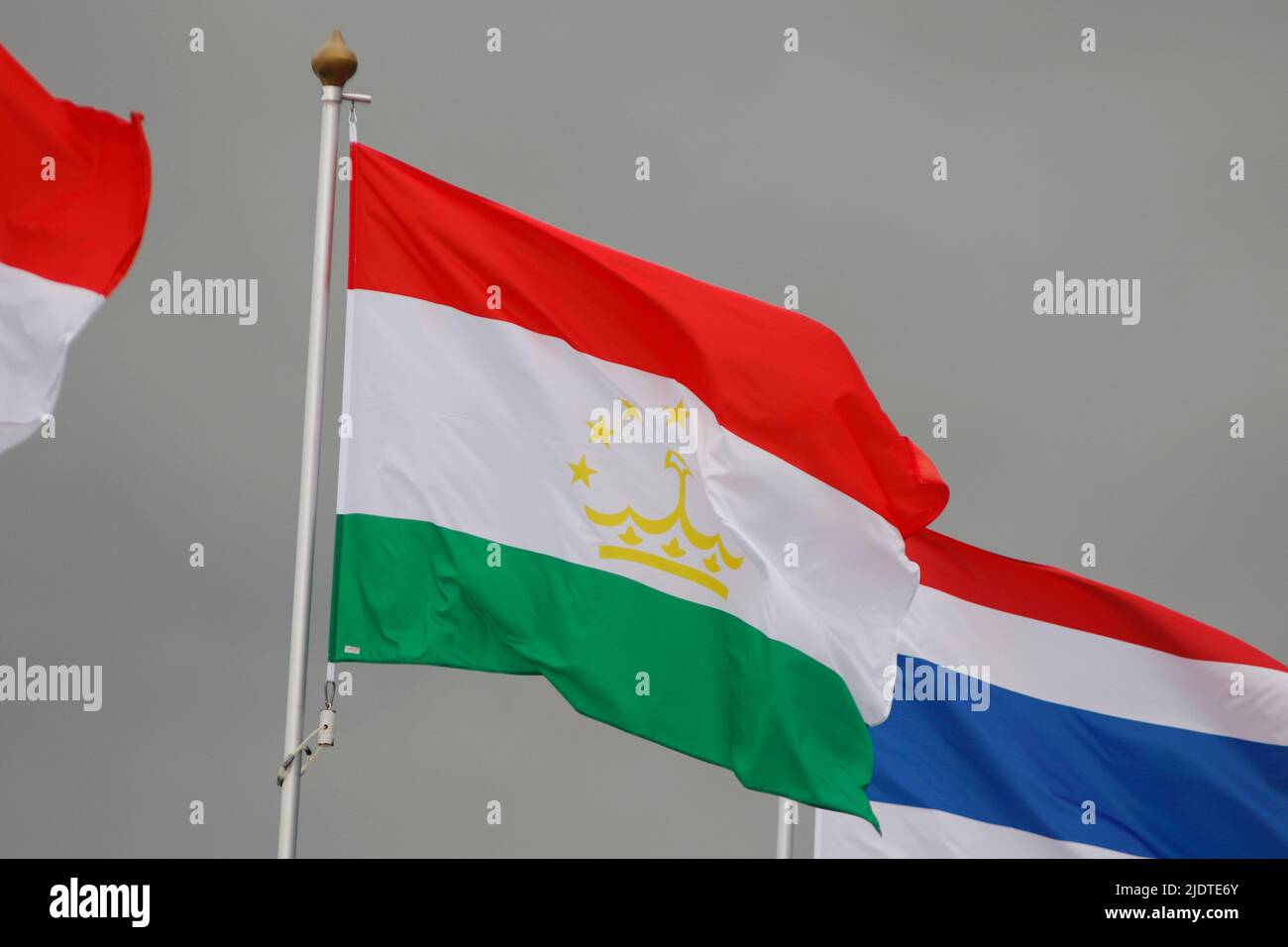 The flag of Tajikistan seen in the gallery of flags of the ...