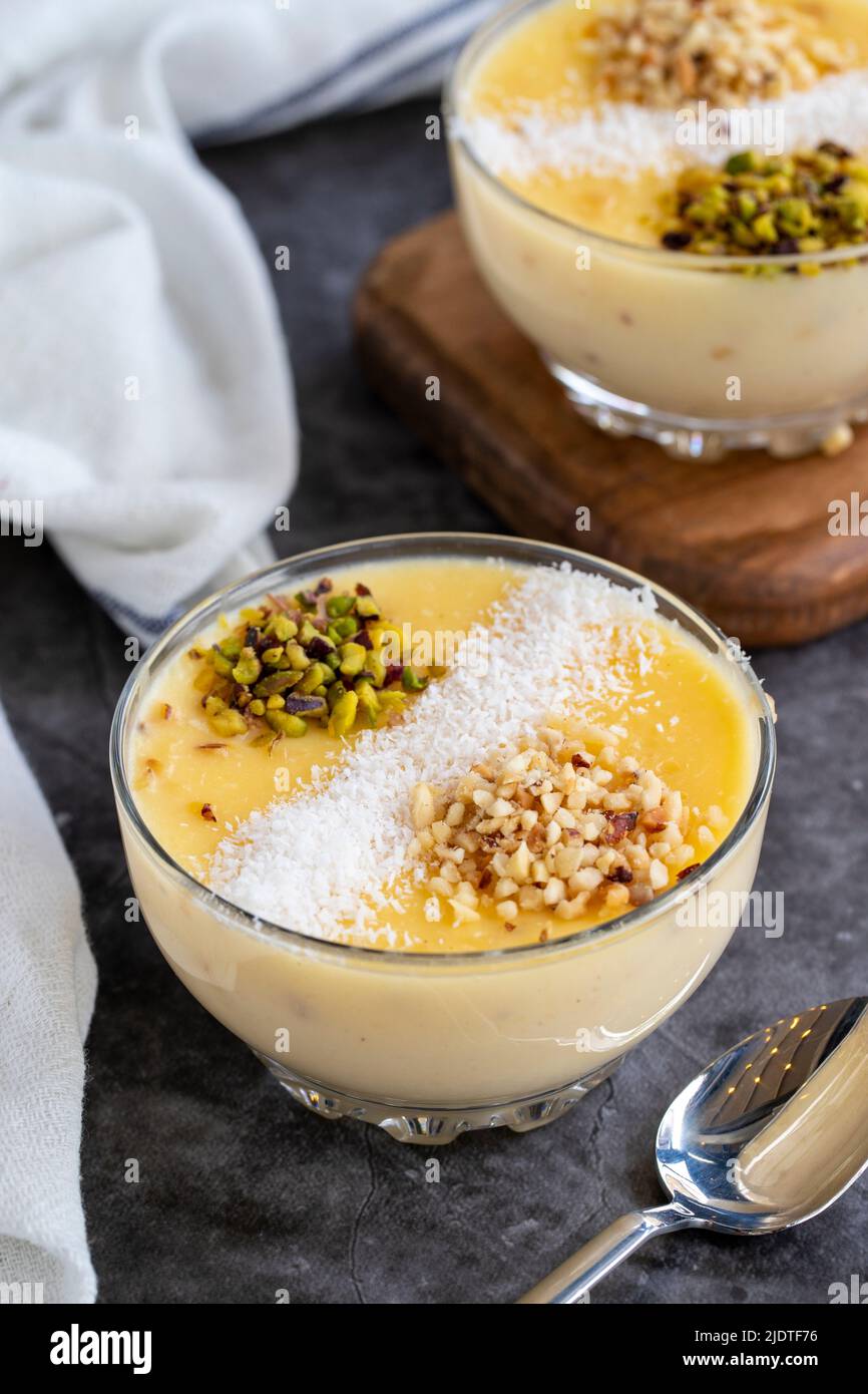 Keskul dessert. Turkish cuisine delicacies. Traditional delicious ...