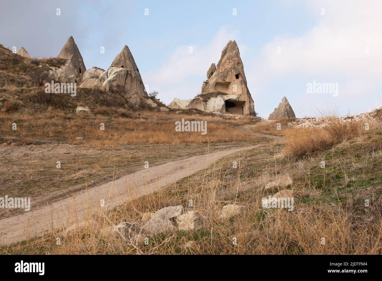 The famous "adas chimneys" in Cappadocia, cone-shaped rock formations ...