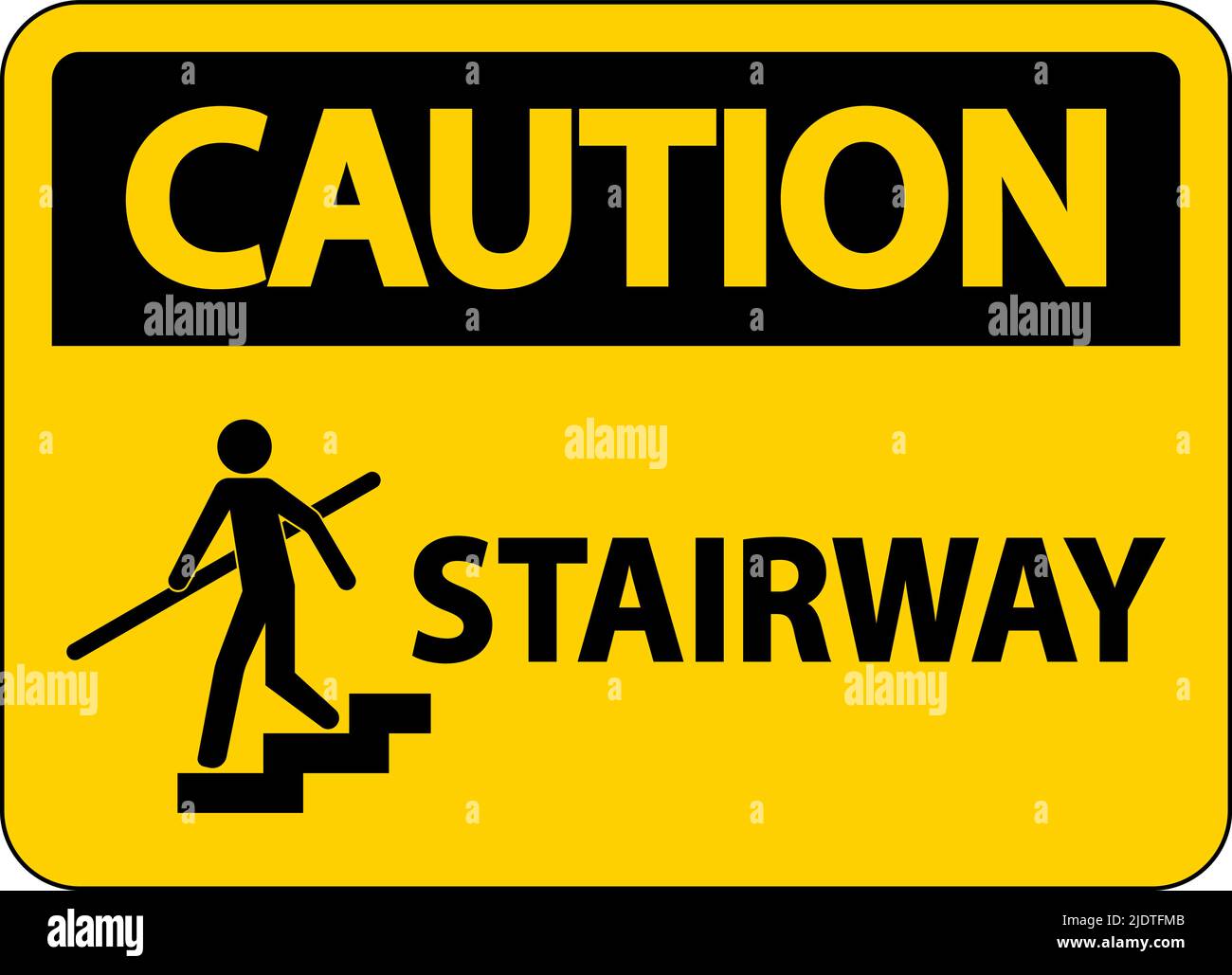 Caution Stairway Sign On White Background Stock Vector Image & Art - Alamy
