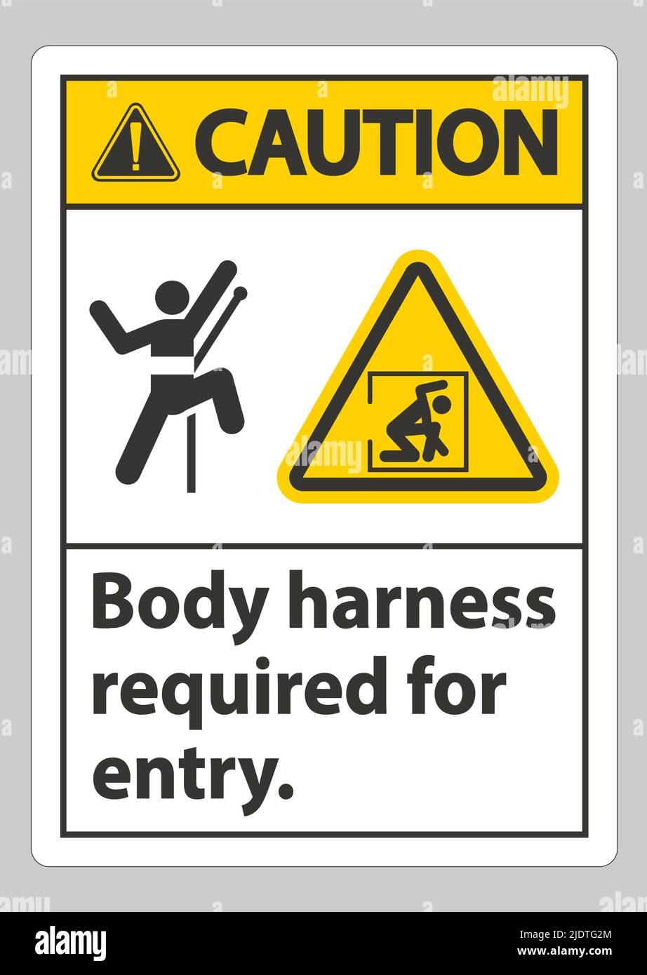 Caution Sign Body Harness Required For Entry Stock Vector Image & Art ...