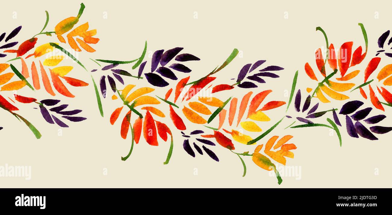 Seamless Hand painted watercolour abstract paradise flower Border ...