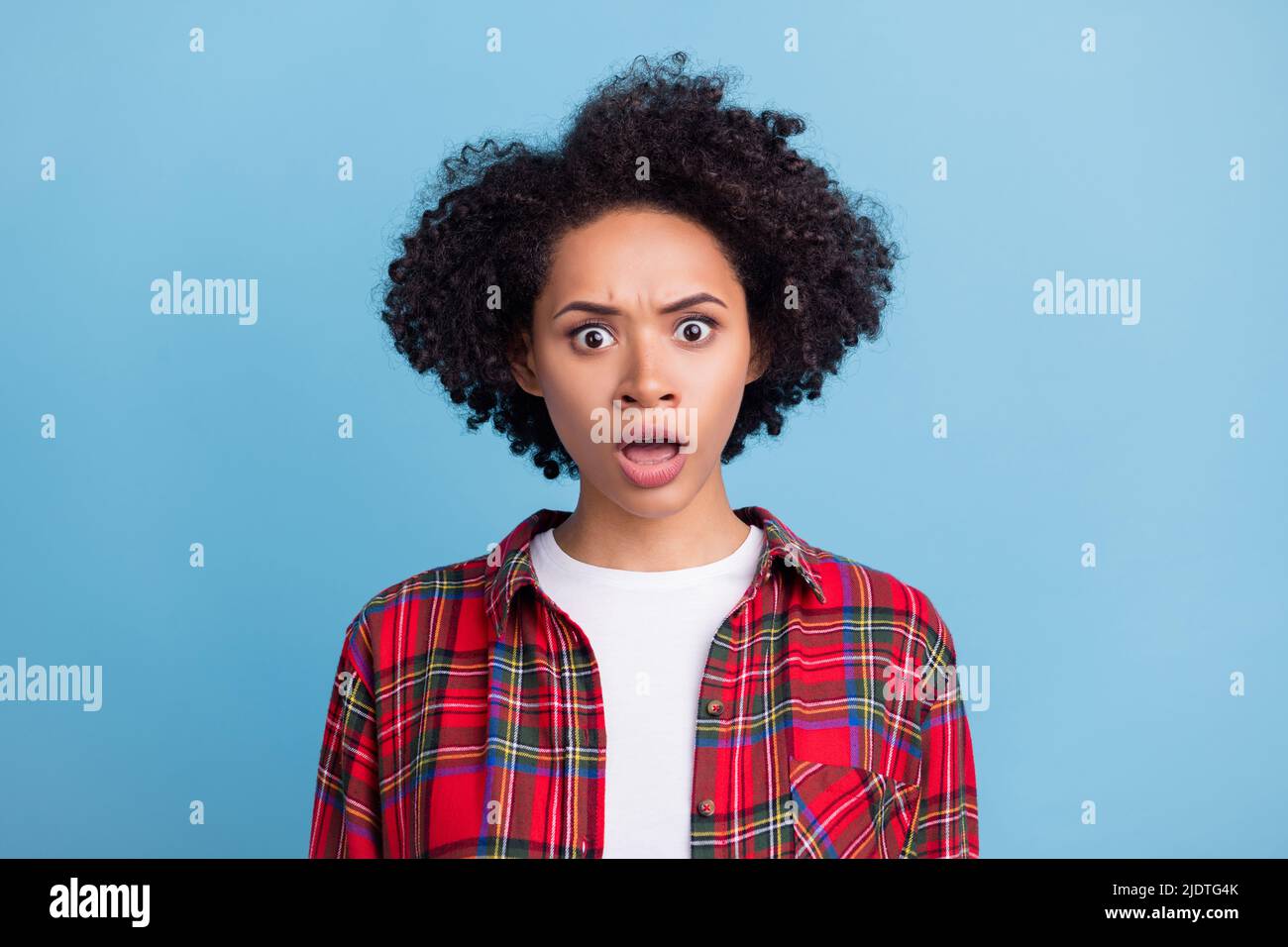 Portrait of attractive outraged worried girl bad mood conflict isolated ...