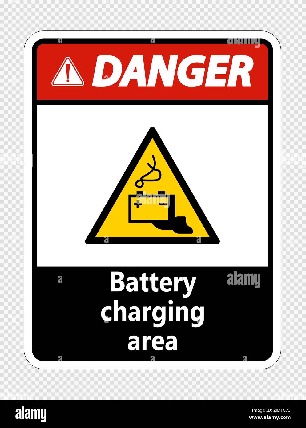Danger battery charging area Sign on transparent background,vector ...