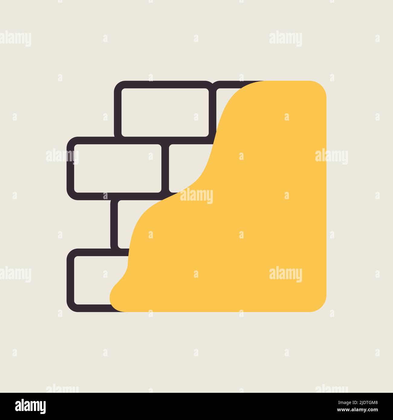 Brick wall with plaster or plastering isolated icon. Construction ...