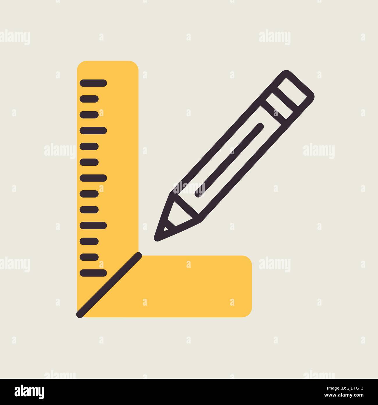 Carpenter square and pencil vector flat icon. Construction, repair and ...