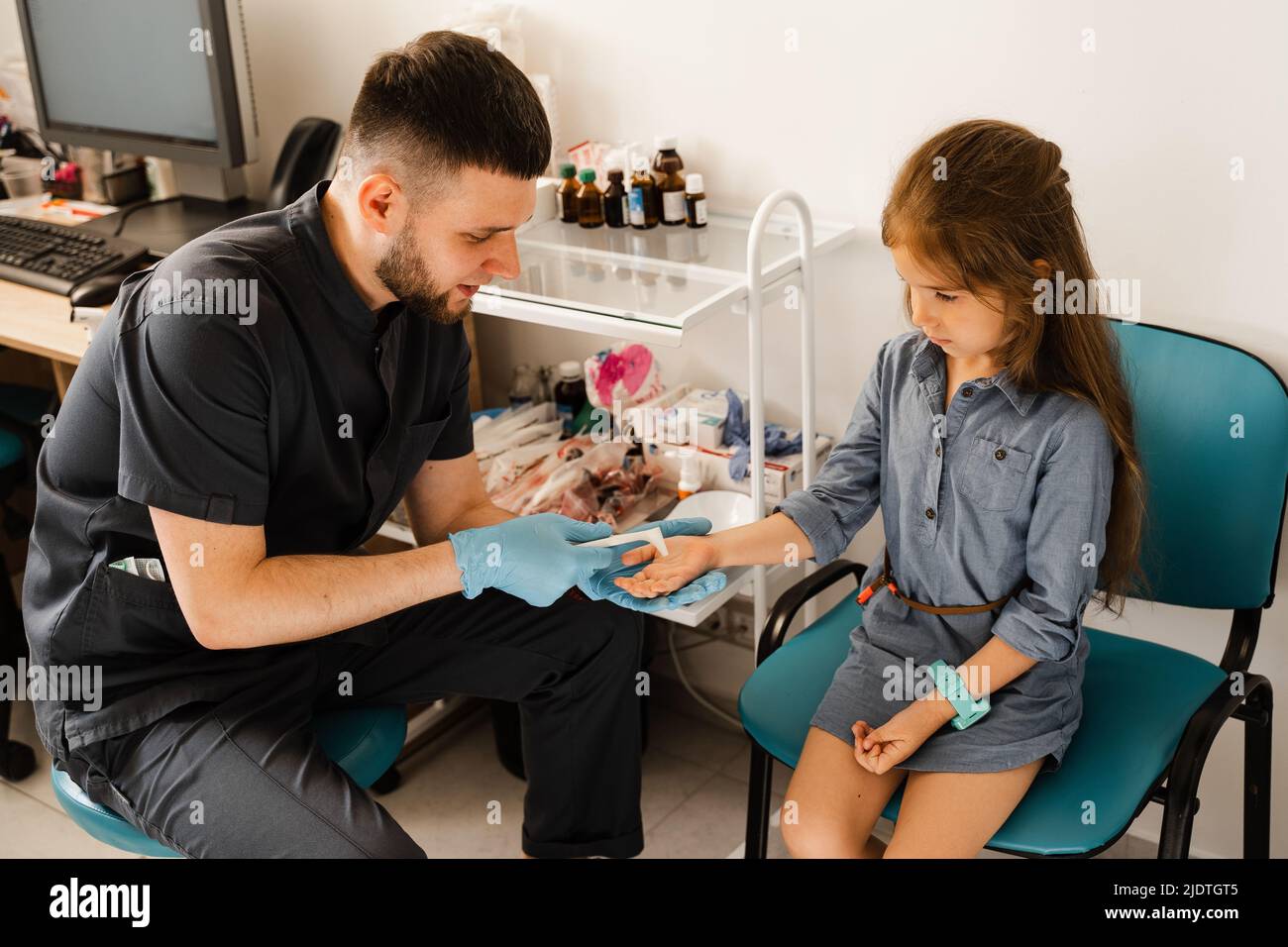 Rhinoscopy of child nose. Consultation with doctor. Children ...