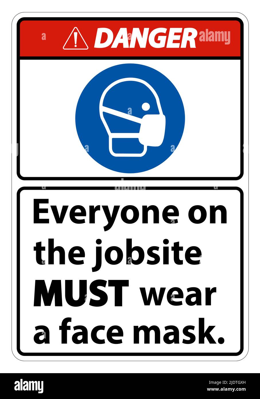 Danger Wear A Face Mask Sign Isolate On White Background Stock Vector ...