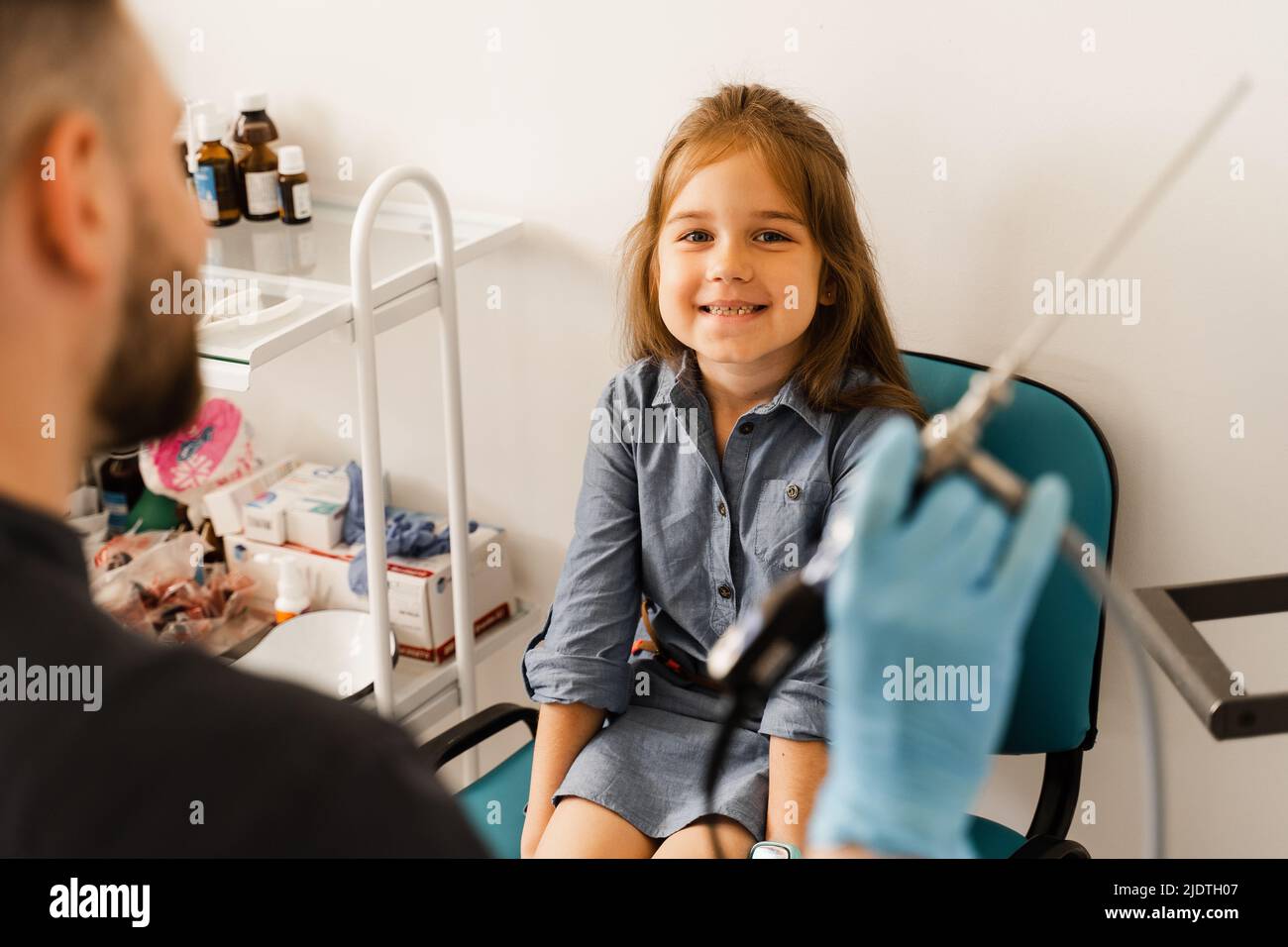 Rhinoscopy of child nose. Consultation with doctor. Children ...