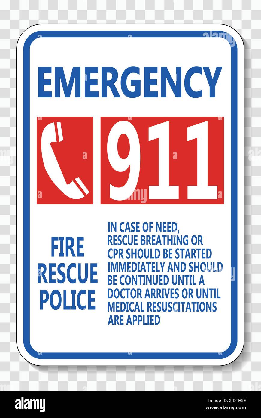 Emergency Call 911 Sign on transparent background,vector illustration ...