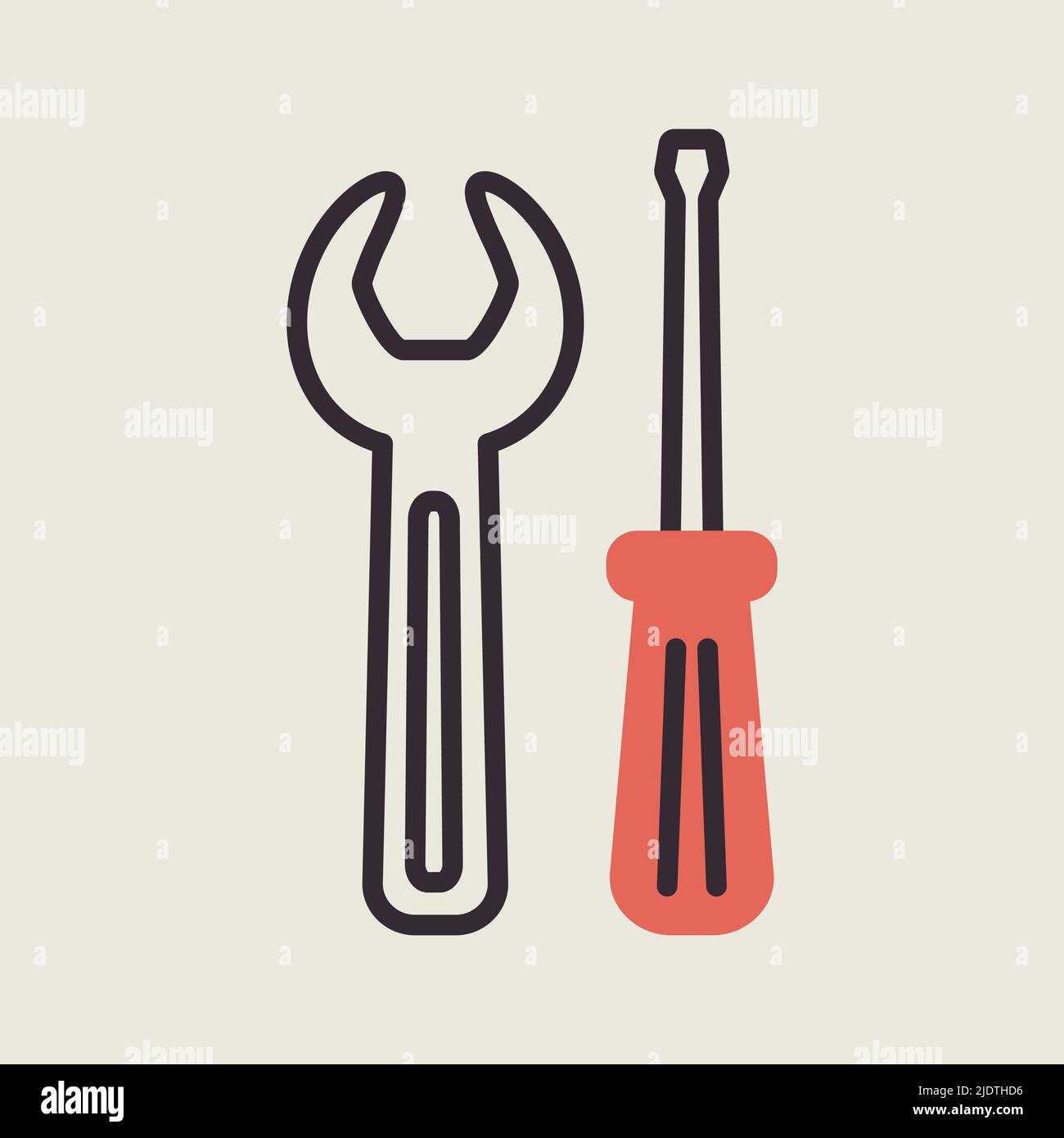 Screwdriver and wrench vector icon. Construction, repair and building ...