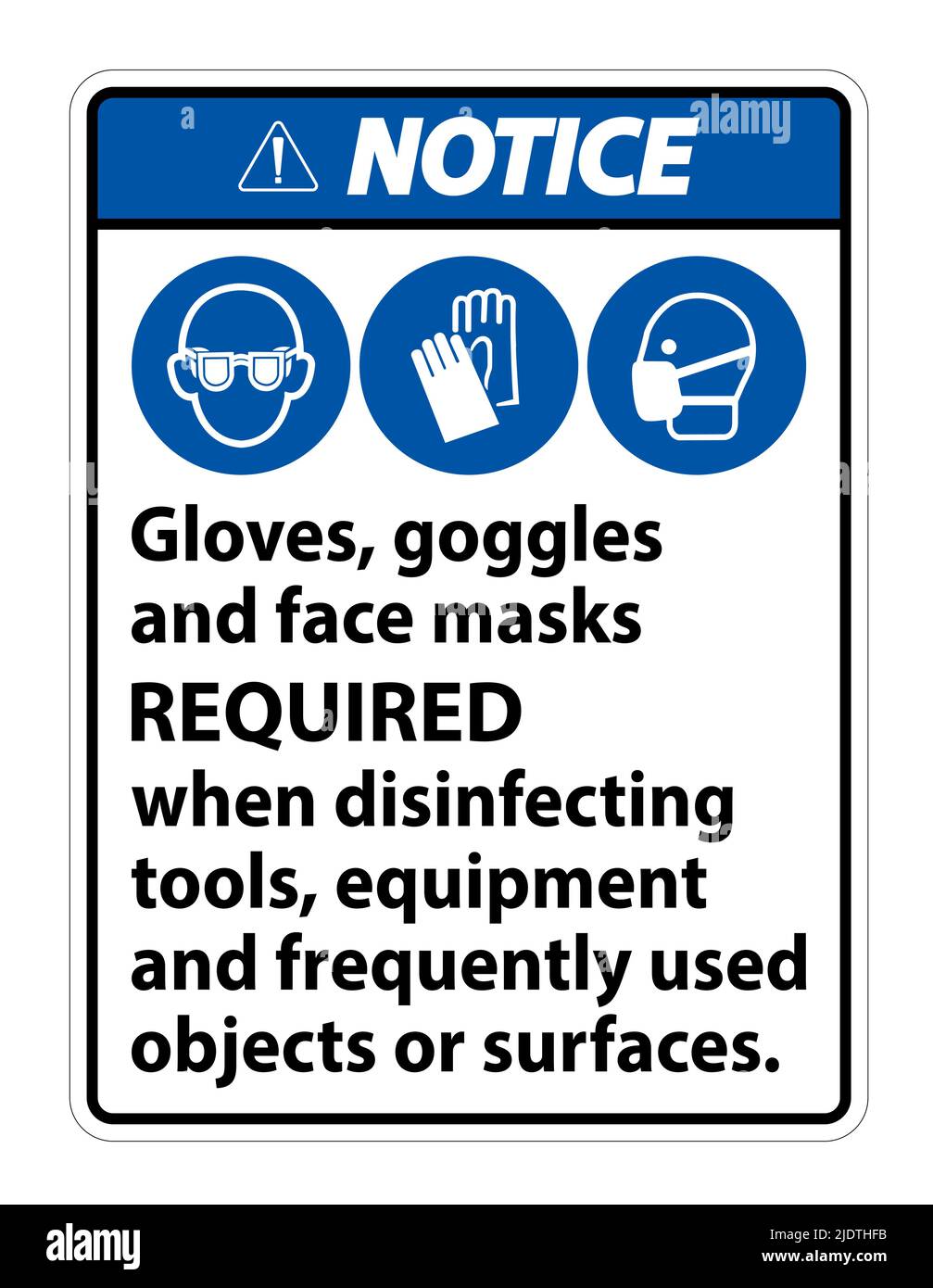 Notice Gloves,Goggles,And Face Masks Required Sign On White Background ...