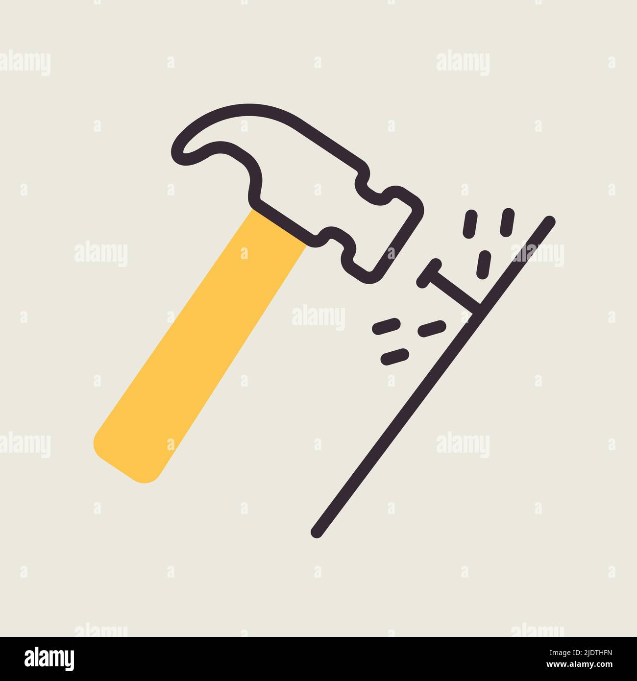 Hammer and nails vector icon. Construction, repair and building. Graph ...