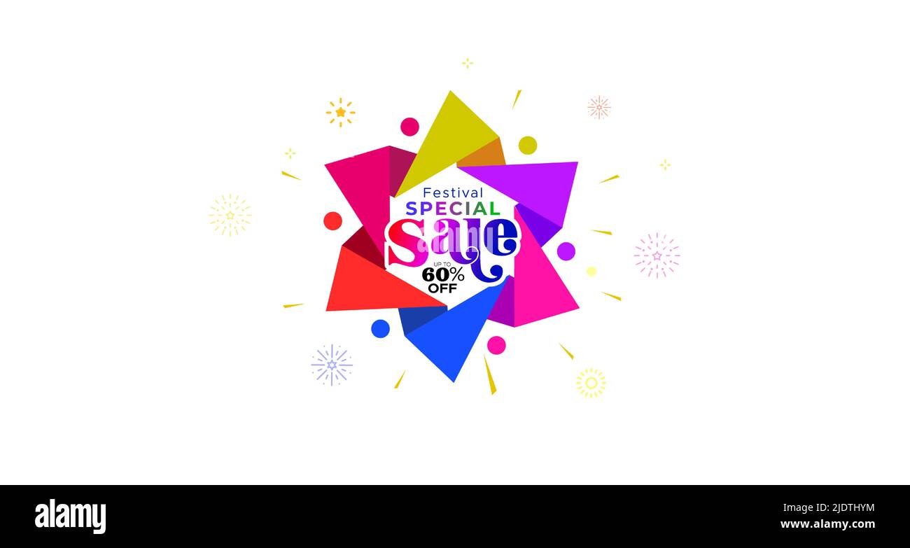 Festive Sale banner and logo concept. Special deal discount and offer ...