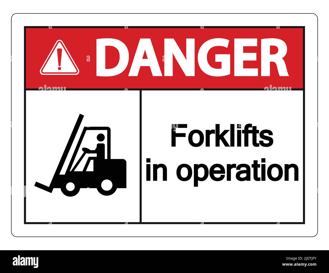 Danger forklifts in operation Sign on white background,vector ...