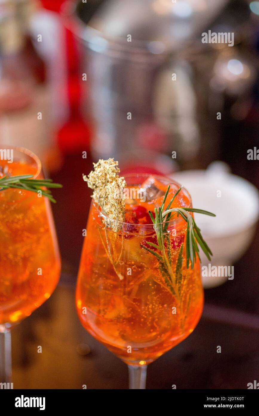 ready-made beautiful aperol cocktail at the bar Stock Photo - Alamy