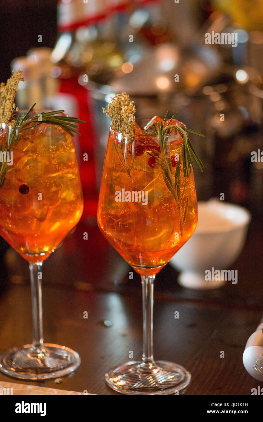 ready-made beautiful aperol cocktail at the bar Stock Photo - Alamy
