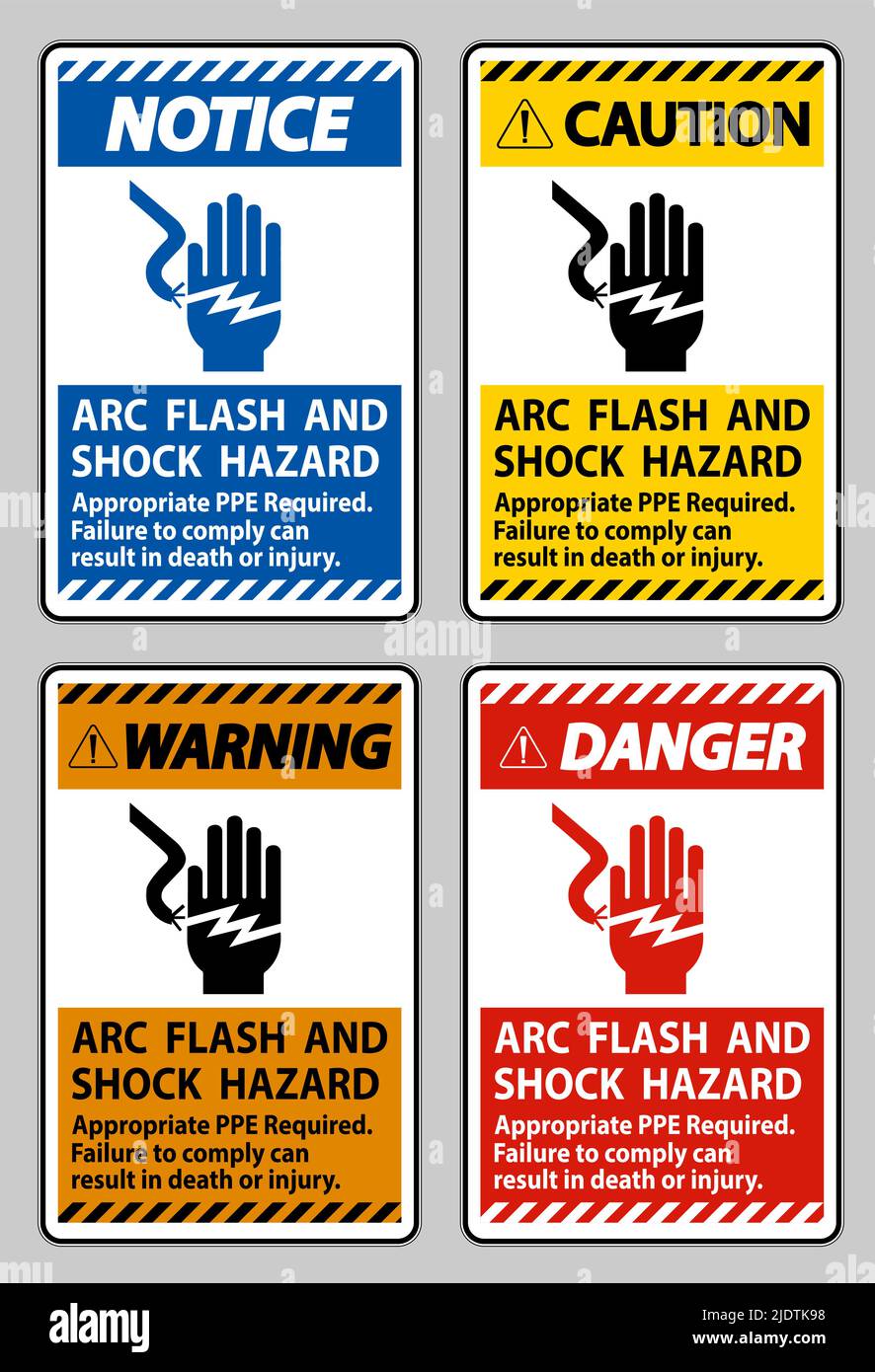 Arc Flash And Shock Hazard Appropriate PPE Required Stock Vector Image ...