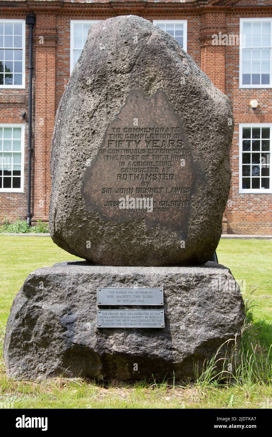 Memorial stone to commemorate fifty years of continual experiments at ...