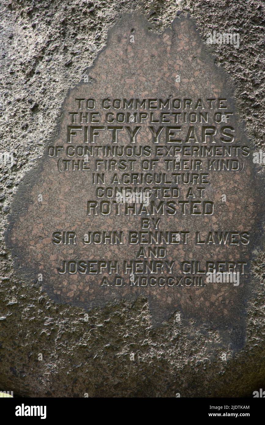 Memorial stone to commemorate fifty years of continual experiments at ...