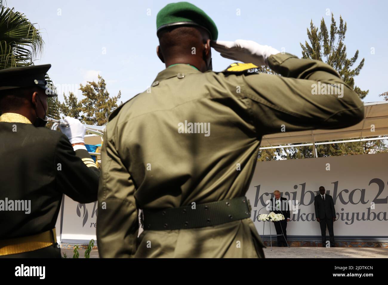 Prime Minister Boris Johnson visits the Kigali Genocide Memorial, in ...