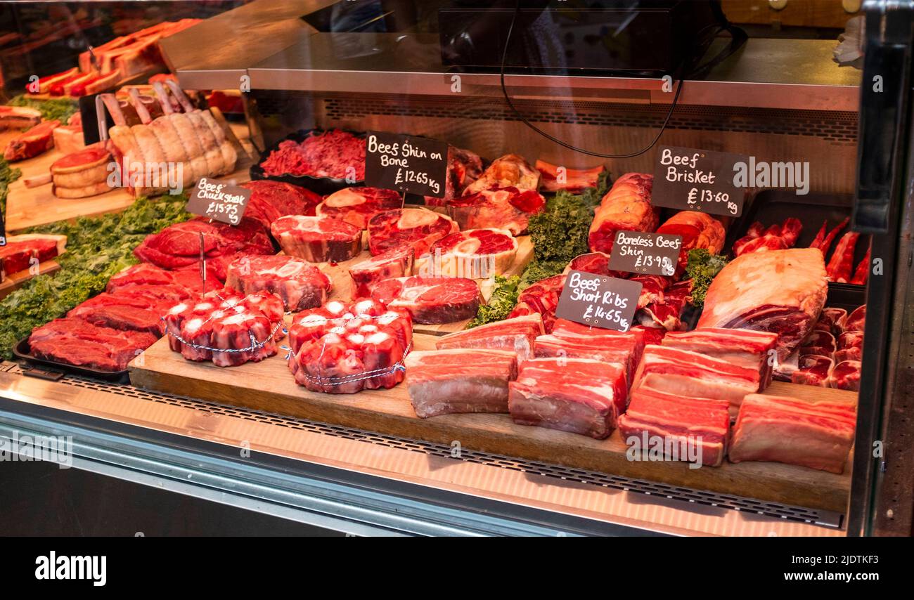 London , England UK - Butchers stall at Borough Market Stock Photo - Alamy
