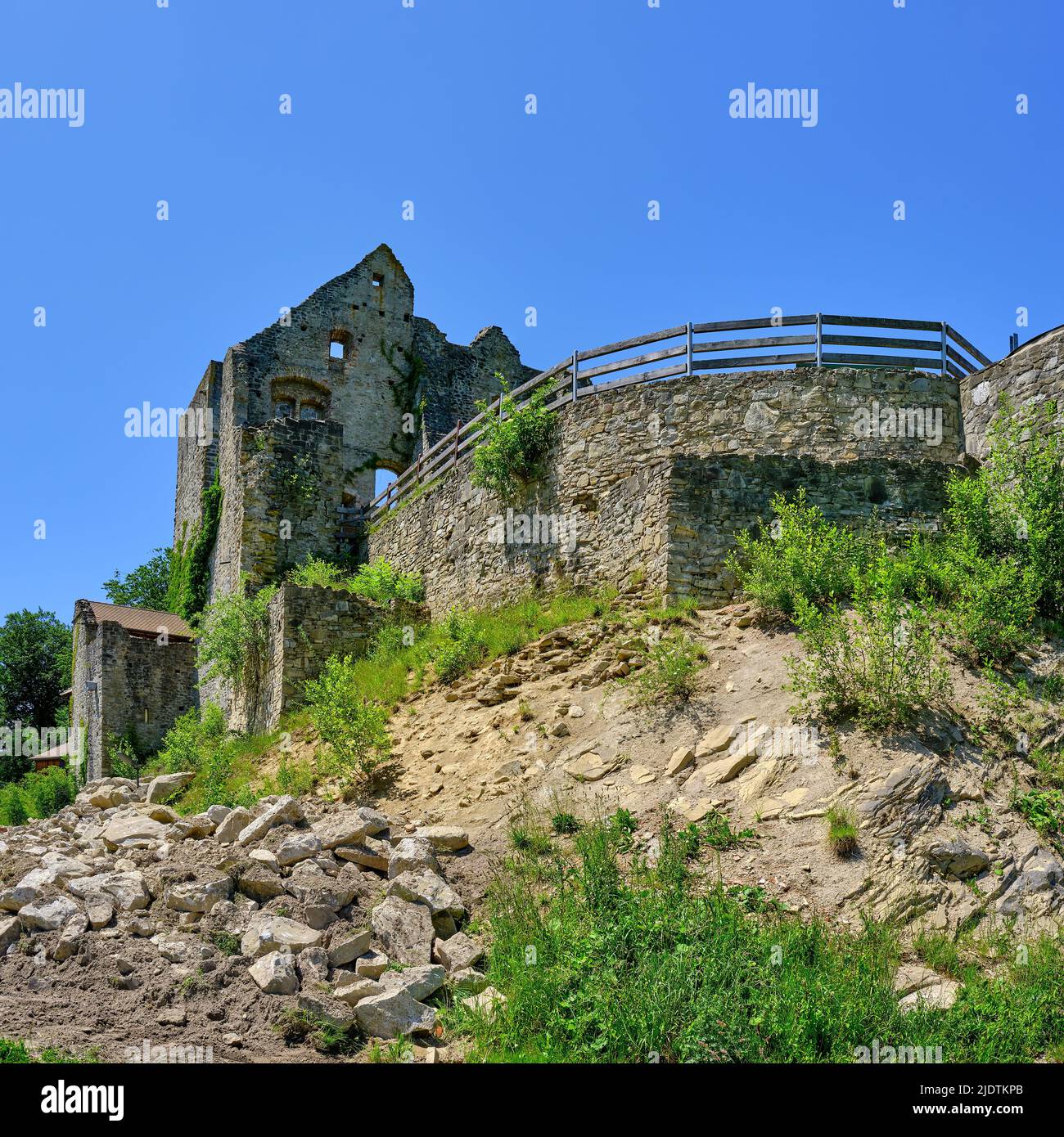 Medieval Sulzberg Castle ruins in the Upper Allgaeu region near Kempten ...