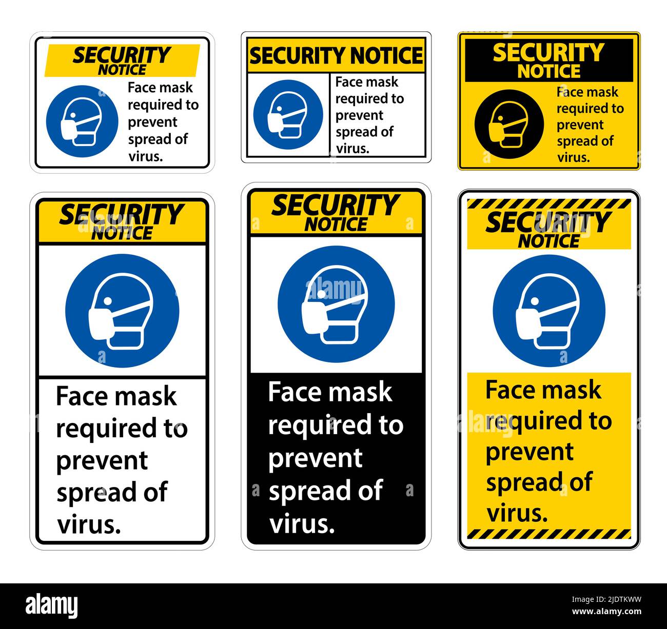 Security Notice Face mask required to prevent spread of virus sign on ...
