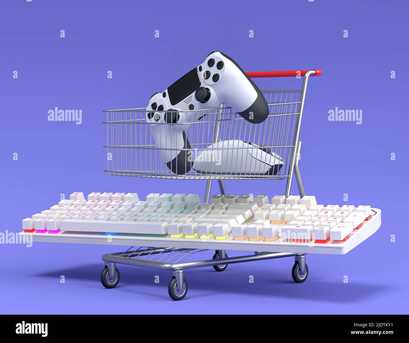 Gamer workspace and gear like mouse, keyboard, joystick, headset in ...