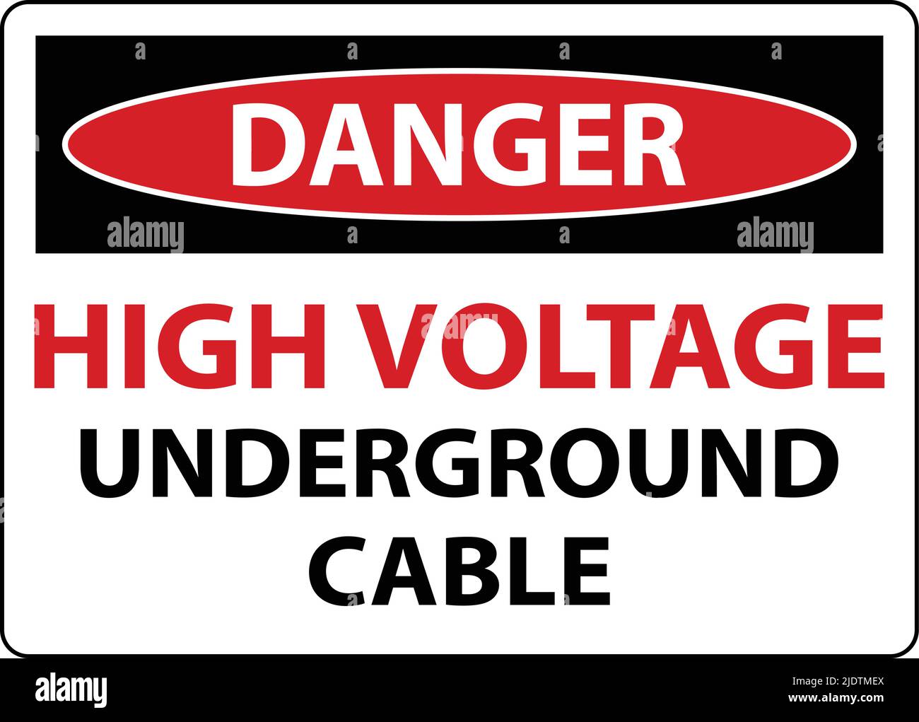Danger High Voltage Cable Underground Sign On White Background Stock ...
