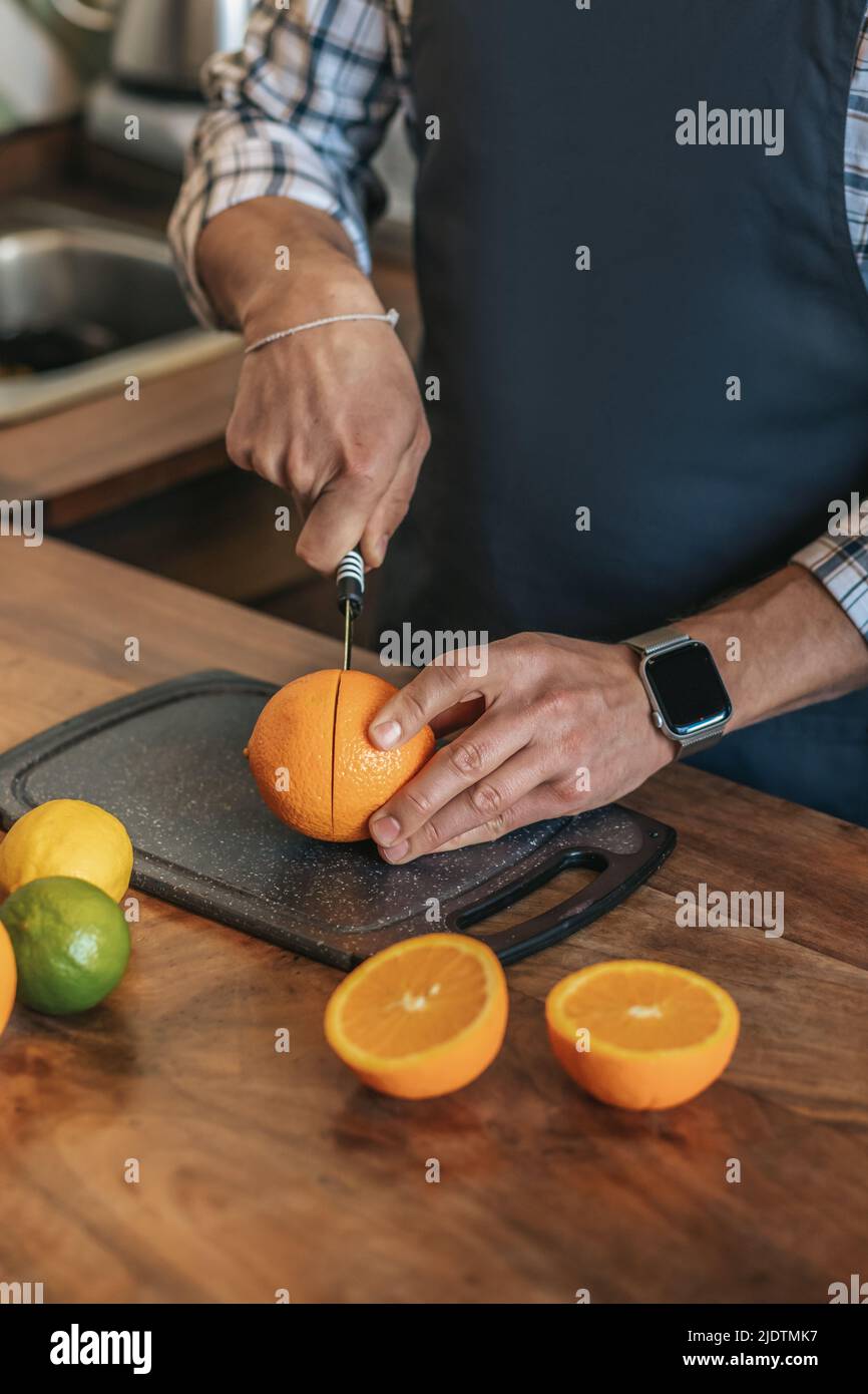 Close up male hand slicing hi-res stock photography and images - Alamy
