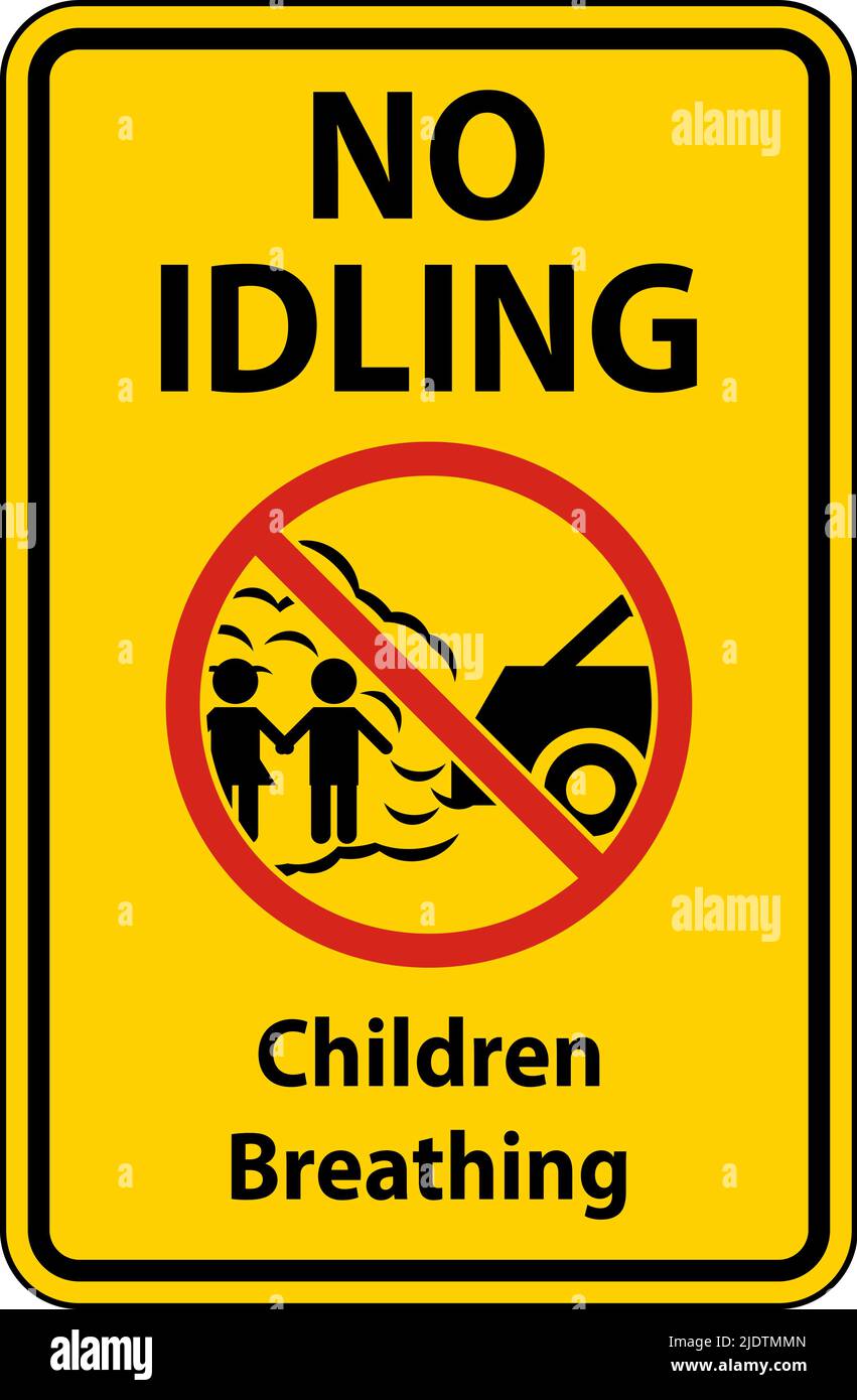 No Idling Children Breathing Sign On White Background Stock Vector ...