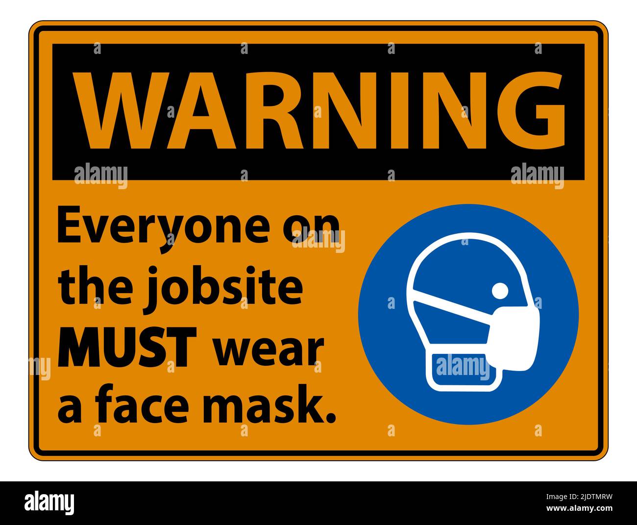 Warning Wear A Face Mask Sign Isolate On White Background Stock Vector ...