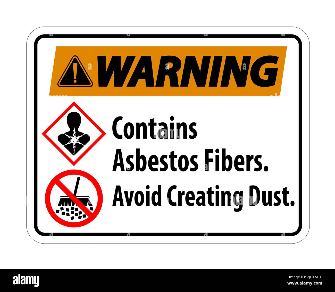 Warning Label Contains Asbestos Fibers,Avoid Creating Dust Stock Vector ...