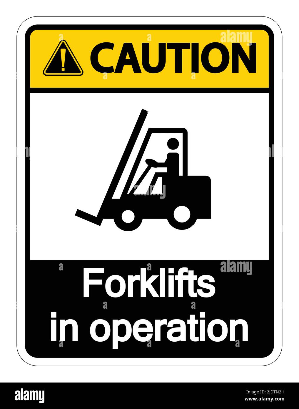 Caution forklifts in operation Sign on white background,vector ...