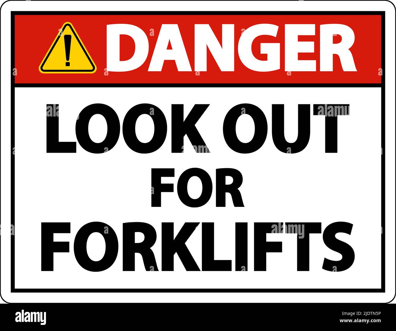 Danger Look Out For Forklifts Sign On White Background Stock Vector ...