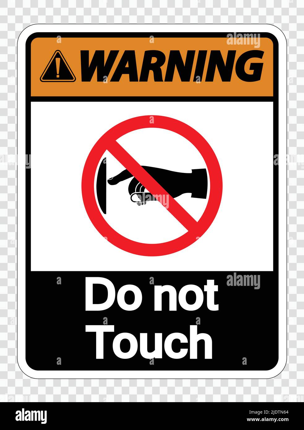 Warning do not touch sign label on transparent background,vector ...
