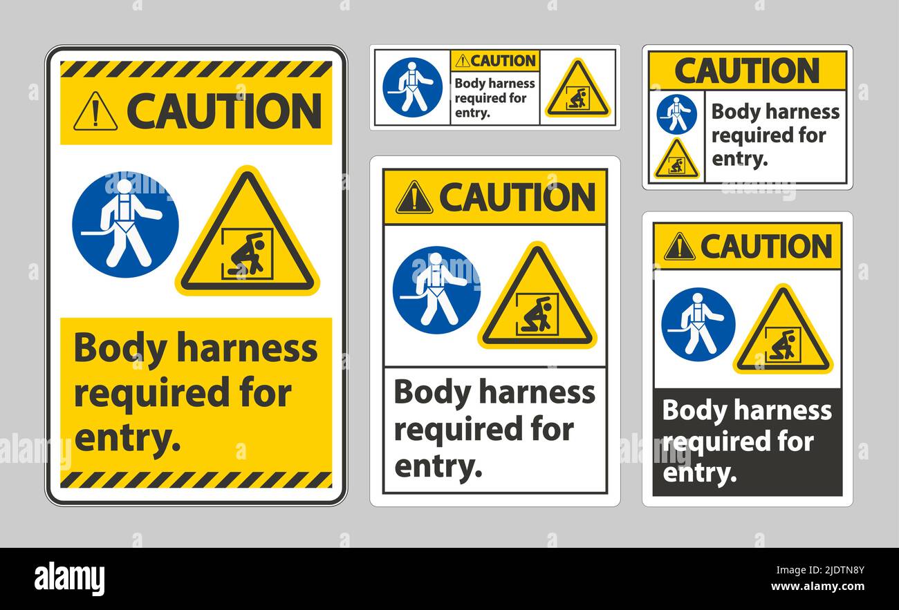 Caution Sign Body Harness Required For Entry Stock Vector Image & Art ...