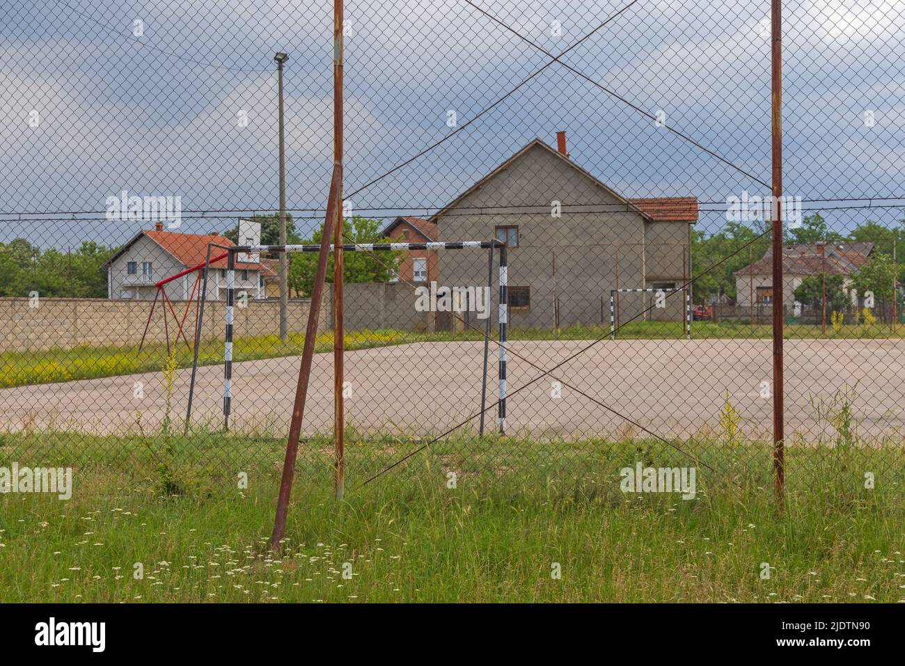 Concrete Surface Football Field Terrain in Village Stock Photo - Alamy