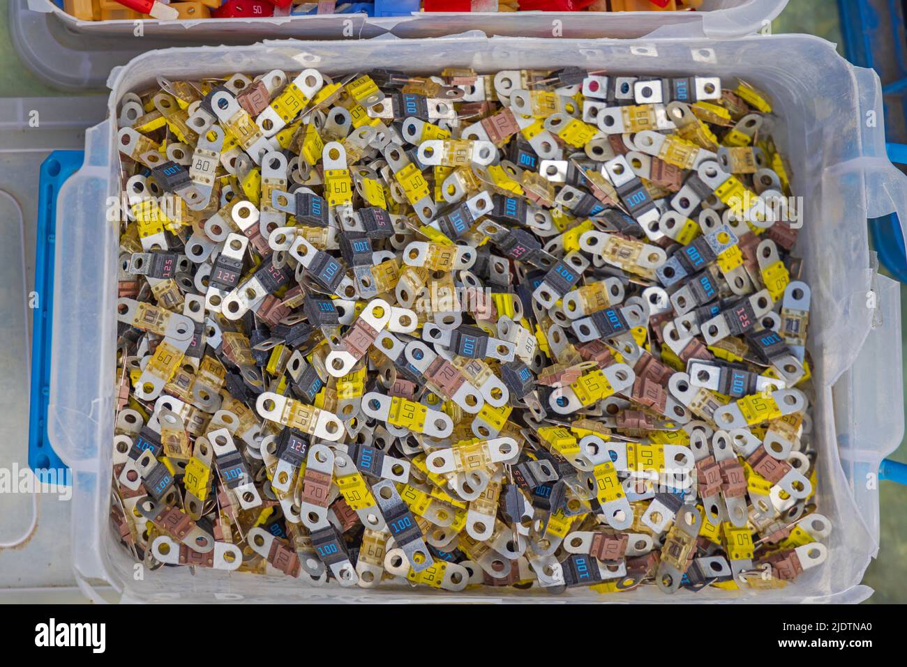 Colour Coded Fast Fuses for Industry in Box Stock Photo - Alamy