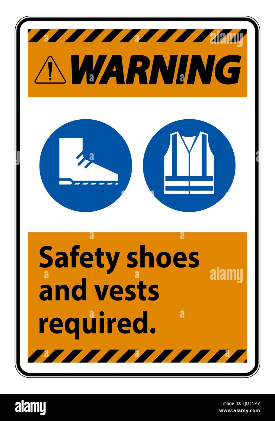 Warning Sign Safety Shoes And Vest Required With PPE Symbols on white ...