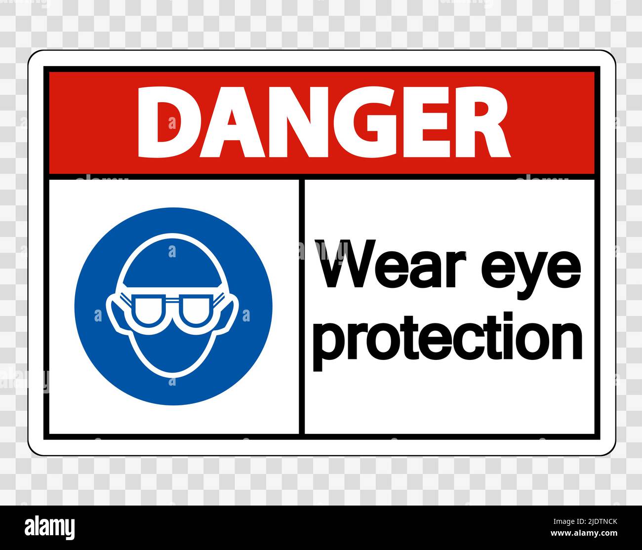 Danger Wear eye protection on transparent background,vector ...